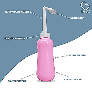 Touché Handheld Portable Bidet - Personal Empty Bottle Travel Bidet & Childbirth Cleaner - Great for Traveling, Camping, Women, Babies, Elderly - Peri Bottle Equipped with Retractable Spray Nozzle