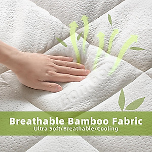 Bamboo Cooling Mattress Topper Queen Size, Mattress Pad Quilted with 600GSM Down Alternative Fill with a Deep Pocket for a Luxurious Sleep Experience (Queen, 60" x 80")