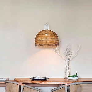 MODEBHD Plug in Wall Sconces, Rattan Wall Sconce,Boho Wicker Sconces Wall,Decor Wall Lamp with Plug in Cord,Hanging Lamps Wall Mount Light for Bedroom Living Room