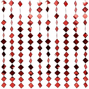 5 Pack Glitter Red Diamond Garland Mirror Hanging Banner Party Decorations for Baby Shower Birthday Wedding Supplies Home Décor (Red)