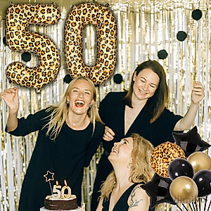 Leopard Print Number 50 Balloons Kit Birthday Party Decorations Cheetah Theme Large Foil Mylar Helium 50th Balloon Big Birthday Party Supplies