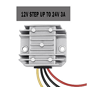 dkplnt 72W 3a 12V to 24V Boost Step Up Converter Voltage Regulator Waterproof for Golf Cart Club Car
