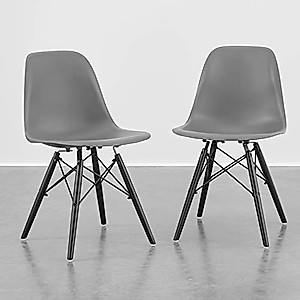 Albert Plastic Moulded Seat Dining Chair Set of 2 (Gray)