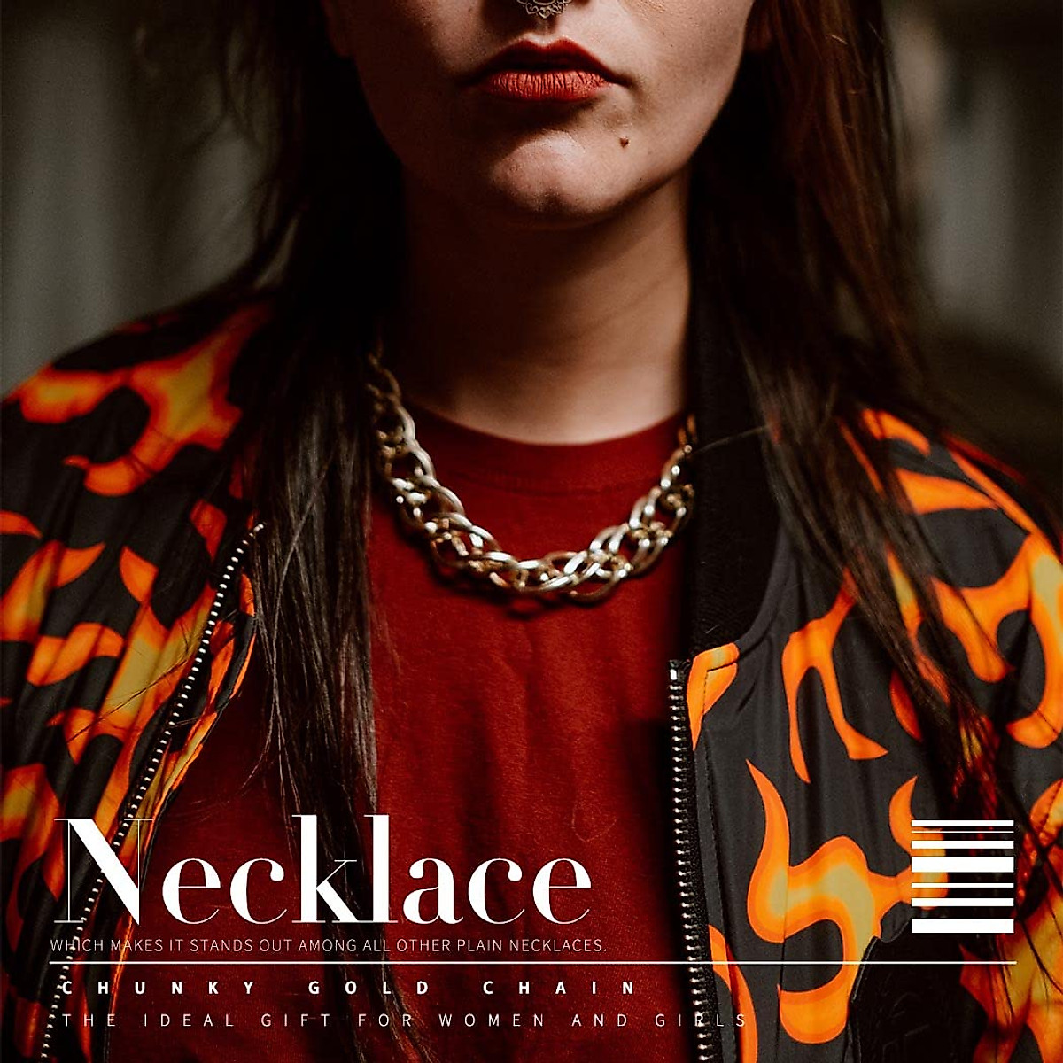 ACEDRE Chunky Choker Necklaces Gold Cuban Link Chain Hiphop Thick Clavicle Statement Necklace Punk Neck Jewerly for Women and Men (A-Gold)