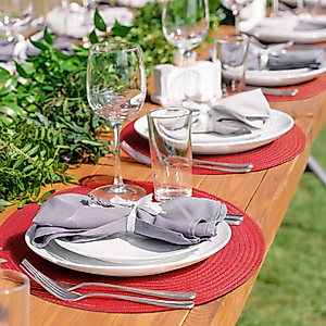 Noctiflorous Round Braided Placemats 15 Inch Round Table Mats Set of 6 for Dining Tables Natural Woven Rustic Heat Resistant Place Mats for Valentine's Day(Red Shine)