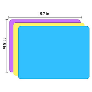 3 Pack Silicone mat Large Silicone Sheets for Crafts, Liquid, Resin Jewelry Casting Molds Mat, Silicone Placemat 15.7” x 11.8” (Blue& Purple & Yellow)
