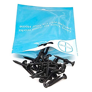 IMSCREWS Drywall Screws, #7 x 1-3/8 Inch Phillips Flat Wood Screws 200pcs, Fine Thread Black Phosphate, Self-Tapping Carbon Steel Interior Screws for Timber MDF Sheetrock