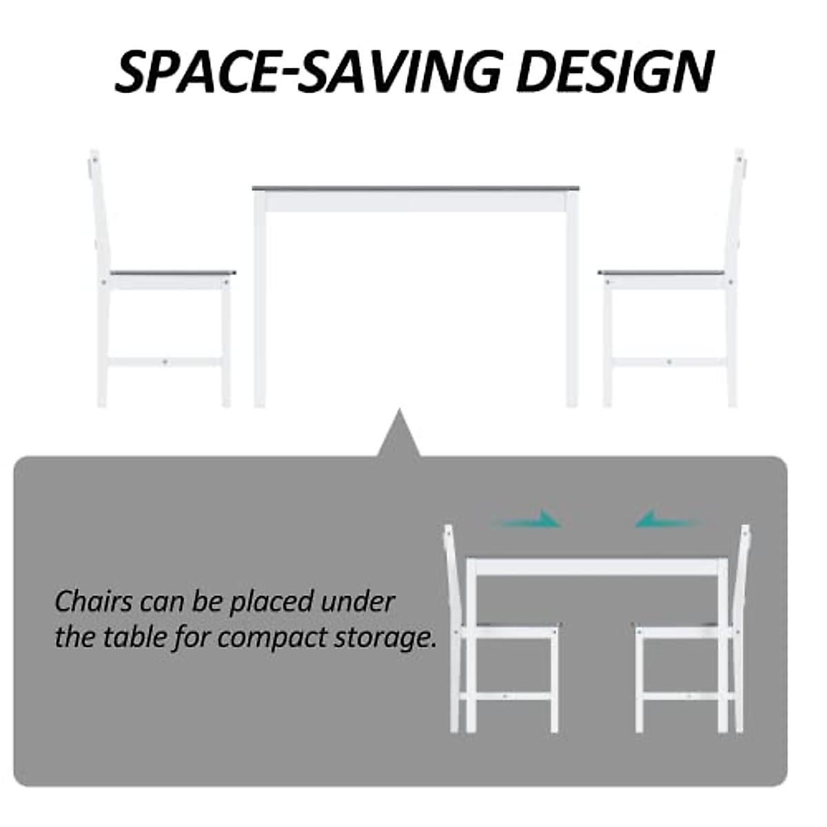 5-Piece Dining Table Set, Kitchen Dinner Table and 4 Chairs for 2-4 Person (Grey)