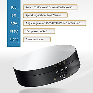 Hicarer Rotating Display Stand 360 Degree Motorized Rotating Turntable Display Stand with USB Power Cable for Photography Products and Shows, Black (PVC)