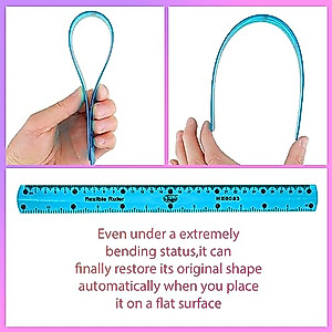 2 Pieces Flexible Ruler, 30cm/12inch Plastic Ruler Shatterproof Straight Edge Ruler Soft Bendable Ruler Clear Ruler for Kids & Adults School Classroom Office (Purple+Blue)