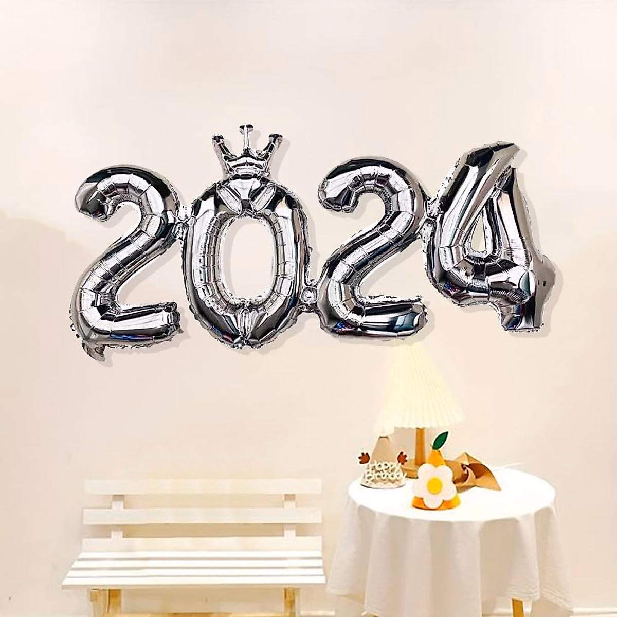 Myhiju 3Pcs 2024 Balloons,2024 Silver Balloons Party Balloons 2024 Number Gold Balloon Mylar Balloons 2024 Rose Gold Foil Balloons Helium Balloon for Class of 2024 Decorations New Years Decorations