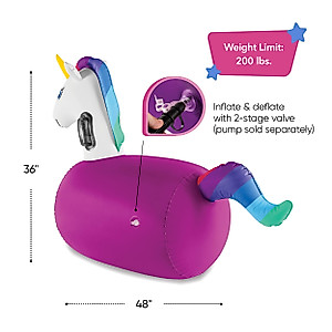 Hearthsong Hop N Go Inflatable Unicorn Riding Bouncy Hopping Toys for Kids Ages 5+ - Ride On Bouncer Animal Hopper Jumping Toys for Outdoor Games (2 Pack)