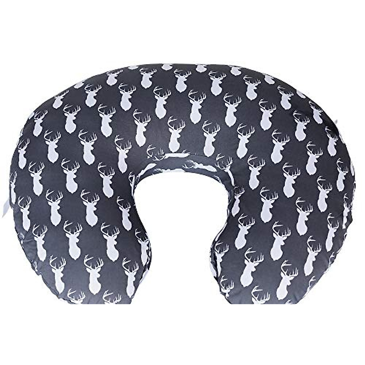 Maternity Breastfeeding Pillow Cover by Danha-Newborn Baby Feeding Cushion Case-Cute Donut Shape Wedge Pillow-Best Infant Support-for New Moms-Deer Head Prints Slipcover-Breathable Soft Fabric