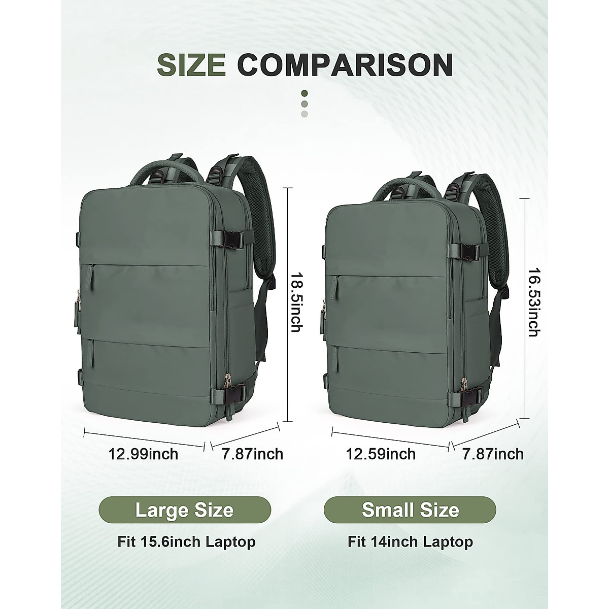 UPPACK Travel Backpack For Women Men Carry On Backpack Flight Approved Gym Bag With Shoe Compartment Hiking Waterproof Laptop Backpack College Essentials Olive Green