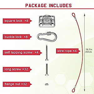 Anglecai Trash Can Lock 4 Pack, Garbage Can Lock for Animals Stop from Rummaging Heavy Duty Trash Can Lid Lock Universal Metal Lid Lock for Outdoor Garbage Cans with Nylon Coated Wire Rope