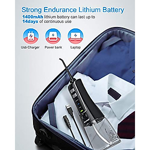 Nicefeel Cordless and Rechargeable Water Flosser - 300ML Water Tank Oral Irrigator, 4 Jet Tips, 3 Pressure Modes - IPX7 Waterproof and Travel Friendly for Dental Care