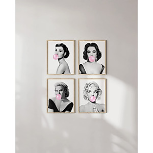 HAUS AND HUES Celebrity Wall Art Pop Art Wall Decor - Set of 4 Fashion Wall Art | Audrey Hepburn Poster, Marilyn Monroe Wall Art, Grace Kelly Poster, Elizabeth Taylor Pop Art Posters UNFRAMED 8"x10"