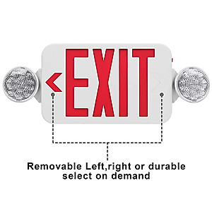 Red Letter Exit Sign Emergency Lights Office Shopping Mall School Exit Sign LED Adjustable Head Emergency Exit Lighting Red Combo Exit Sign Emergency Lights Backup Battery Commercial Grade