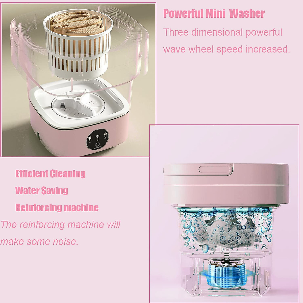 Portable Washing Machine, Foldable Mini Washing Machine for Underwear, Baby Clothes, or Small Items, Suitable for Apartments, Dormitories, Camping, Travel (110-260v),Purple