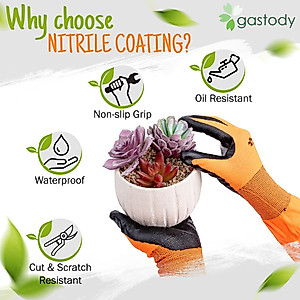 Gastody™ Long Sleeve Gardening Gloves Women and Men - Long Cuff Garden Gloves, Multipurpose Heavy Duty Outdoor and Indoor (Black and Orange, Large)