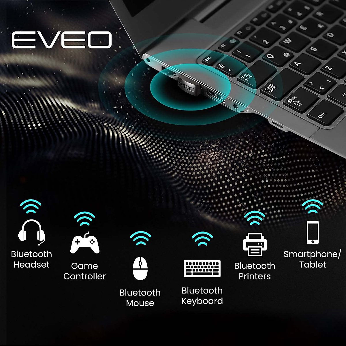 EVEO Bluetooth Adapter for PC 5.1 - Bluetooth Dongle 5.1 Adapter for Windows 10 Only (Plug & Play) for Desktop, Laptop, Printers, Keyboard, Mouse, Headsets, Speakers - USB Bluetooth 5.1 Dongle -2 Pack