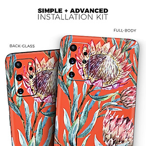 DesignSkinz Summer Floral Coral v2 Protective Vinyl Decal Wrap Skin Cover Compatible with The Samsung Galaxy S20 (Screen Trim & Back Glass Skin)