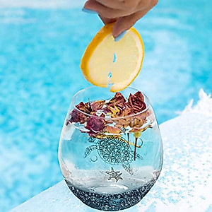 Sea Turtle Stemless Wine Glass for Women, 19 Oz Ideal Unique Birthday Gifts for Turtle Lovers, Mother's Day Gifts for Her Ocean Coastal Theme Beach Party Man Mom Friends (Bubbly Teal)