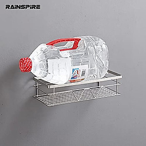 Rainspire Adhesive Shower Caddy, Large Capacity Self Adhesive Shower Shelves for Inside Shower, Shower Rack Shower Shelf for Inside Shower Stainless Steel Bathroom Shower Organizer, Middle, Silver