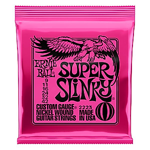 Ernie Ball Super Slinky Electric Guitar Strings, Nickel Wound, Lot/4, P02223