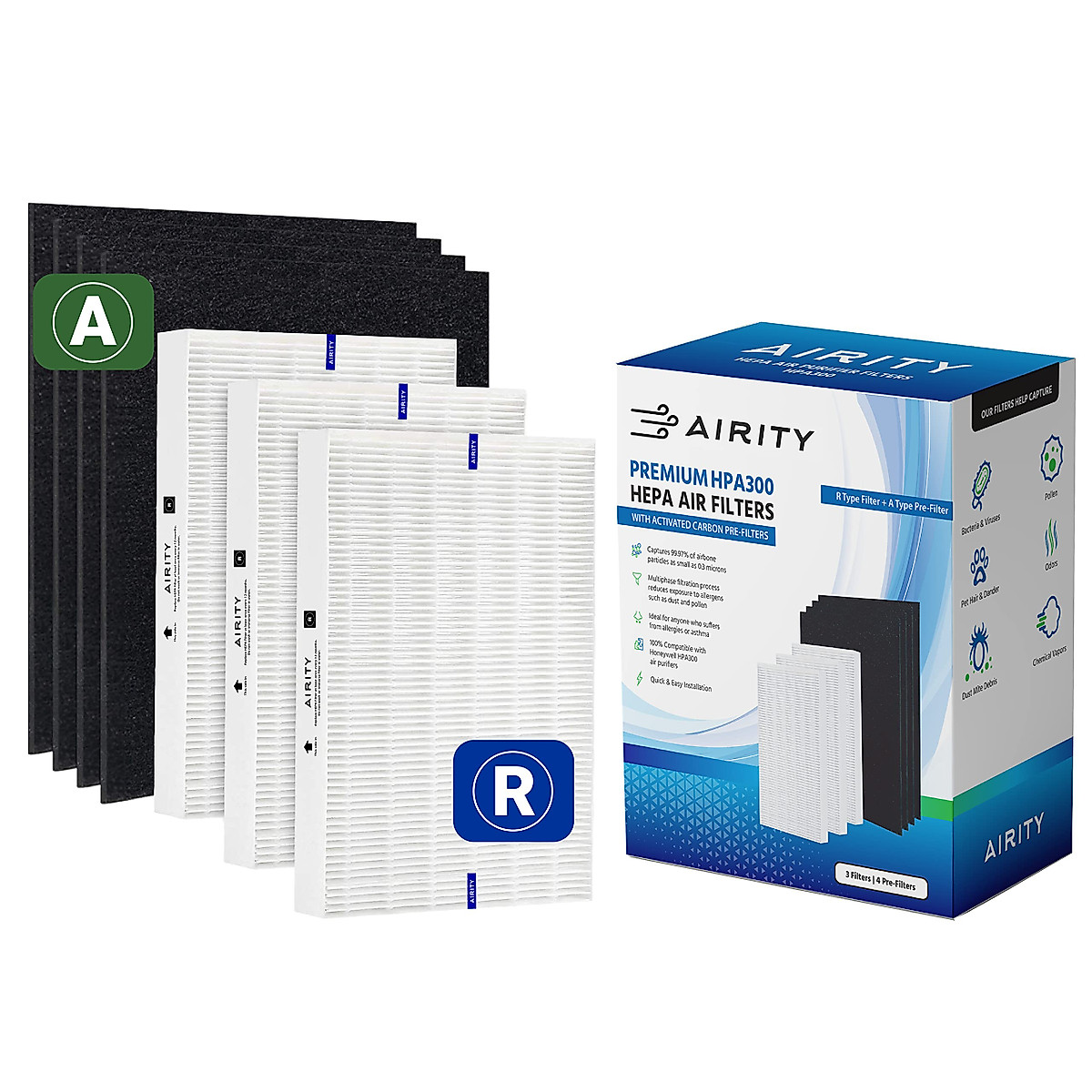 Airity HPA300 HEPA Filter Replacement Compatible with Honeywell HPA300 Replacement Filters | Honeywell Air Purifier Filter Replacement | Hepa Air Purifier |Honeywell Air Purifiers | Honeywell R Filter