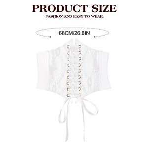 Asooll Fashion Elastic Corset Belt Wide Lace Waist Belt Party Club Prom Clothing Waist Corset for Women and Girls(White)