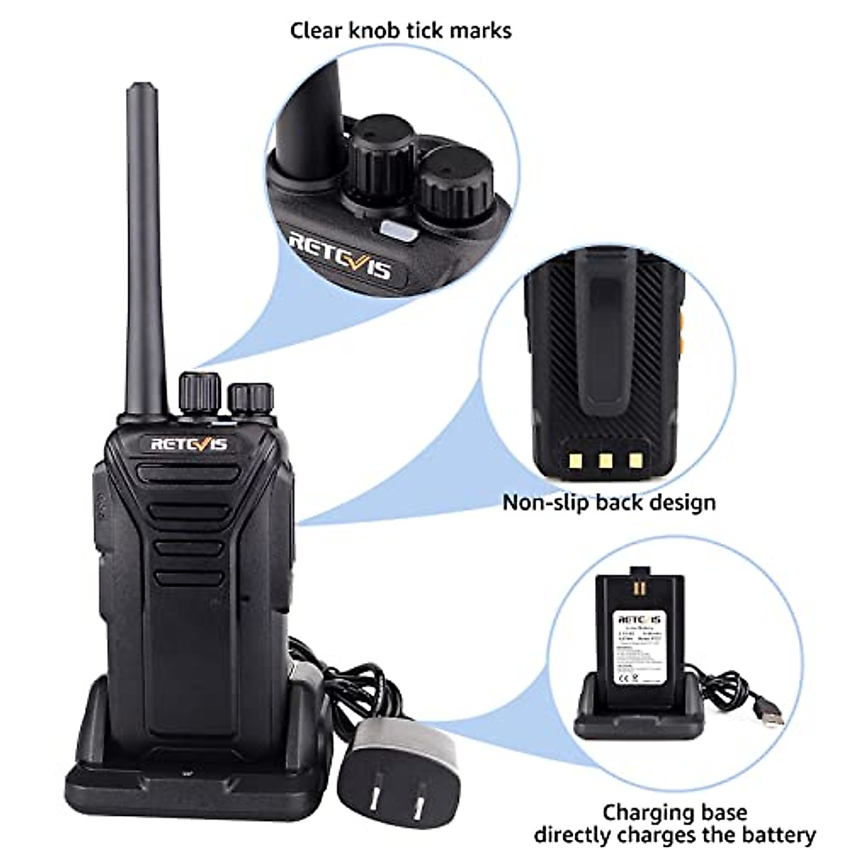 Retevis RT27 Walkie Talkies Long Range,Rechargeable Two Way Radios,USB Charger Base Fall Resistant Simple,Hands Free 2 Way Radio for Work,Hotel School Healthcare(20 Pack)