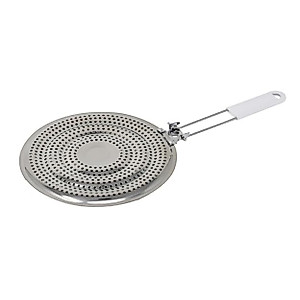 Home-X Stainless Steel Heat Diffuser for Gas and Electric Stove, Induction Cooktop Compatibility, Simmer Plate, Even Heat Distribution, Food Warmer, Flame Guard for Gas Top Cooking, Cool-Touch Handle