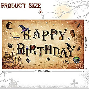 Wizard Birthday Party Supplies Wizard Backdrop Banners Birthday Background Magical Wizard Banner Welcome Sign for Boys Girls Photography Birthday Photo Booth Wizard Wall Decor 6 x 3.6 Feet (Train)