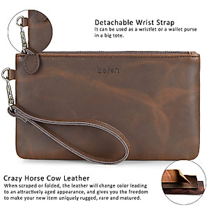 befen Vintage Brown Small Wristlet Crossbody Clutch Purse with Vintage Brown Wristlet Clutch Wallet for Women