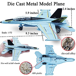 OTONOPI Fighter Jet Army Military Air Force Airplane Toy Pull Back Aircraft Die Cast Metal Model Plane Collection with Lights and Sounds for Kids Age 3+
