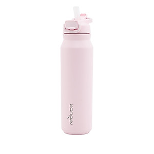 REDUCE 32 oz Hydrate Pro Stainless Steel Insulated Water Bottle - Flip Top Leak-Proof Lid, Dishwasher Safe, BPA-Free, Dual Wall Vacuum, Keeps Drinks Cold for 48 Hrs, Cup Holder Friendly - Pink Quartz