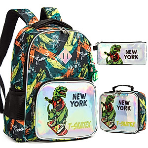 MOHCO Kids Backpack 16inch Lunch Bag and Pencil Case Lightweight School Bookbag for Teens, Girls, Boys, Elementary and Middle school