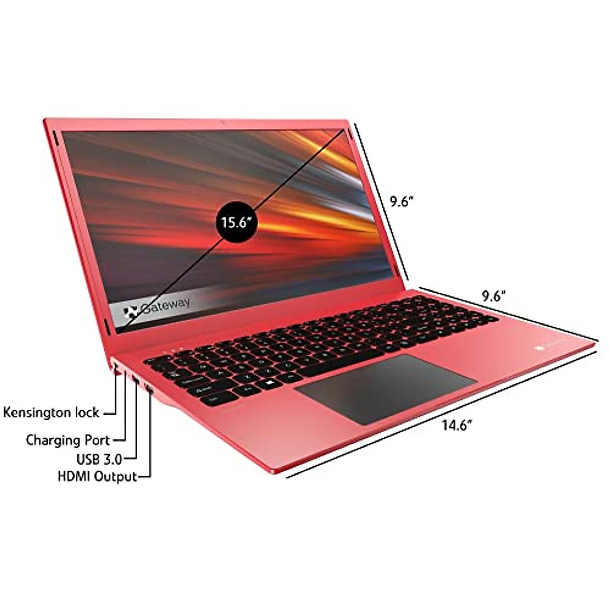 Gateway 15.6 FHD Ultra Slim Notebook in Red Intel Quad Core up to 3.1Ghz 4GB DDR4 128GB SSD Tuned by THX Audio HDMI Cortana Webcam Windows 11 (Renewed)