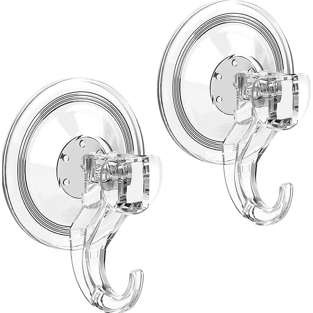 Suction Cup Hooks 2 Pack 4 Pack, Clear Heavy Duty Suction Cup, Waterproof Shower Hooks, Heavy Duty Vacuum Suction Hanger for Wreaths, Shower, Window, Kitchen, Tile, Glass Door (4), PK0222