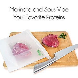 Reusable Silicone Food-Storage Cooking Bags - Airtight Zip Seal Colored Containers Keep Food Hot or Cold - Baby Food Prep or Sous Vide - (2L 4M bags)…