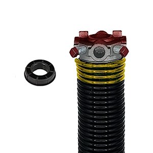 Alcan Garage Door Torsion Spring (0.250 Wire x 2 D x 30 L) with 1 Nylon Bushing | Right Hand Wound Replacement (Left Side) Gold