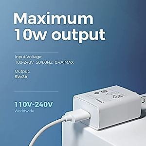OCOOPA Hand Warmer Charger, 10W Charge Adapter, USB Wall Charger for 118s, USB C to USB A, 5V*2A