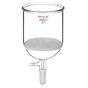 StonyLab Borosilicate Glass Buchner Filtering Funnel 1000ml with Medium Frit(G2), 155mm Inner-Diameter,145mm Depth, with 24/40 Standard Taper Inner Joint and Vacuum Serrated Tubulation (2000ml)