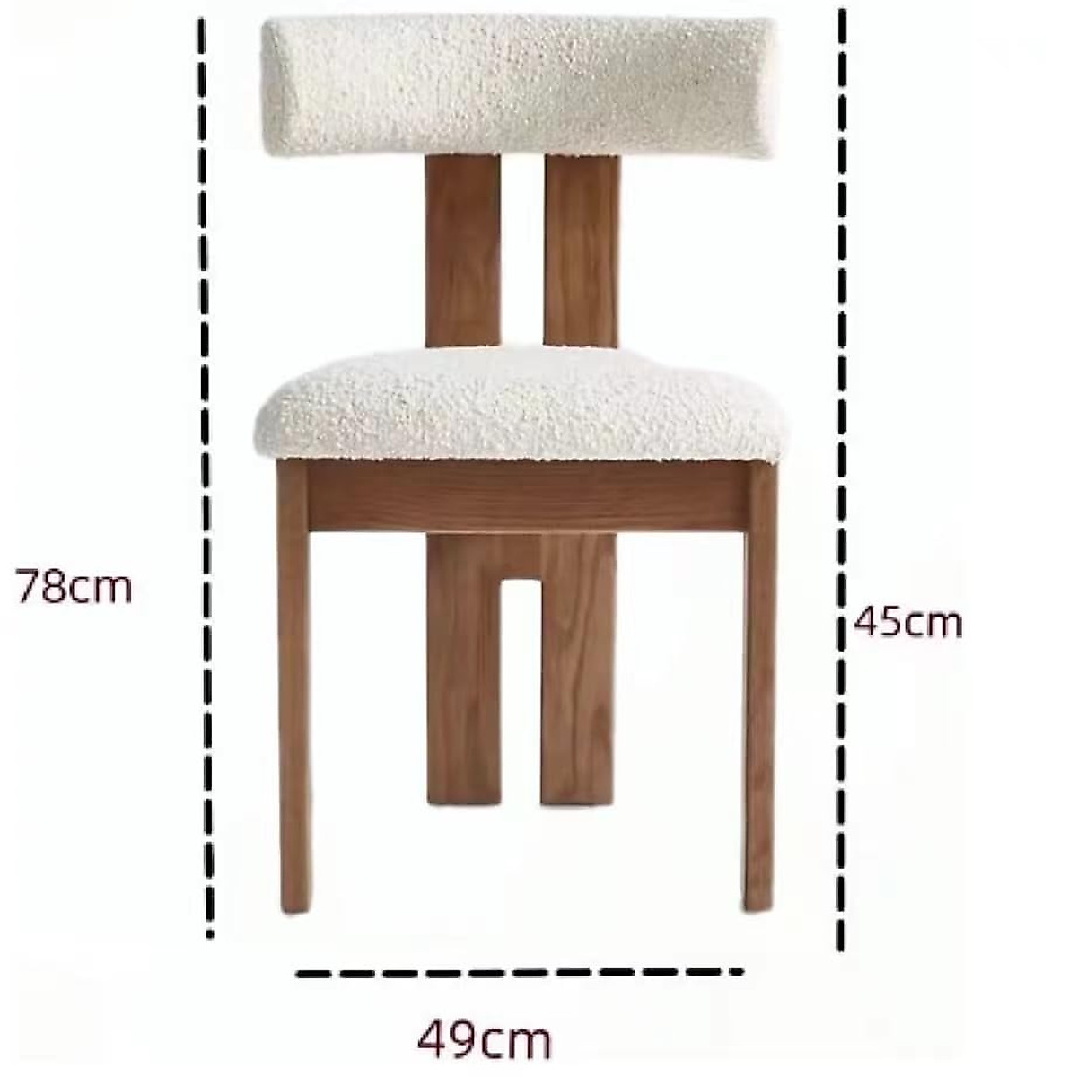 KLOVIA Mid Century Dining Chairs Set of 4 Comfortable PU Wooden Side Chairs with Sherpa Upholstered Curved Open Back Farmhouse Kitchen Chairs Set for Indoor/Living Room/Anteroom, Brown (A01)