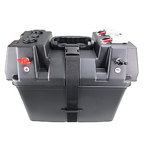Pactrade Marine RV Battery Box Anderson Connector Dual USB Power Voltmeter Gauge
