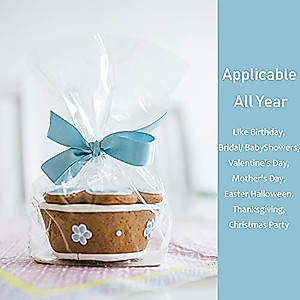 Yotelab Cellophane Treat Bags, 6x9 Inches Clear Cellophane Bags With Twist Ties