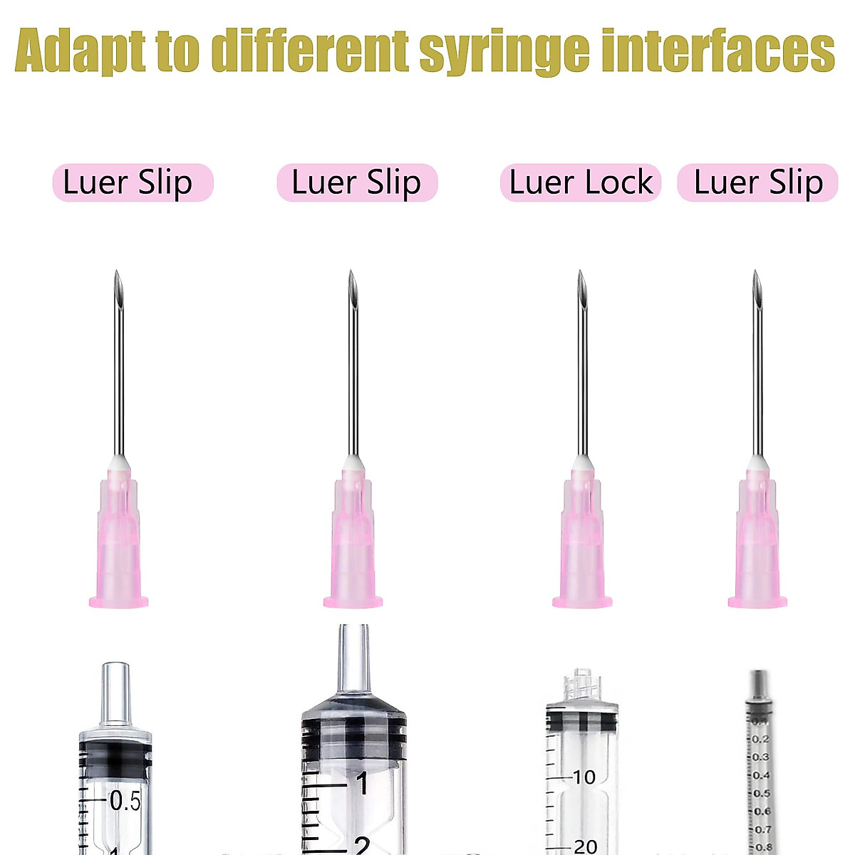 100 Pack 18Ga 1 Inch Disposable Needle Luer Lock Industrial Dispensing Accessories,Individual Package Lab Tools for Refilling Liquid,Inks