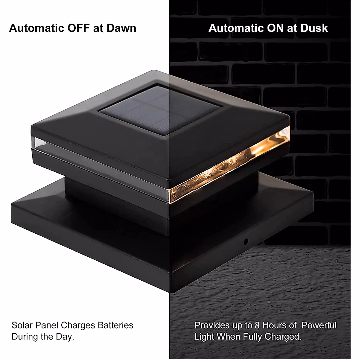Viewsun 12 Pack Solar Post Cap Lights, Outdoor Fence Post Lights Solar Powered Caps for Deck, Patio, Garden Decor, Warm White High Brightness SMD LED Lighting, Lamp Fits for 4x4 or 6x6 Wooden Posts