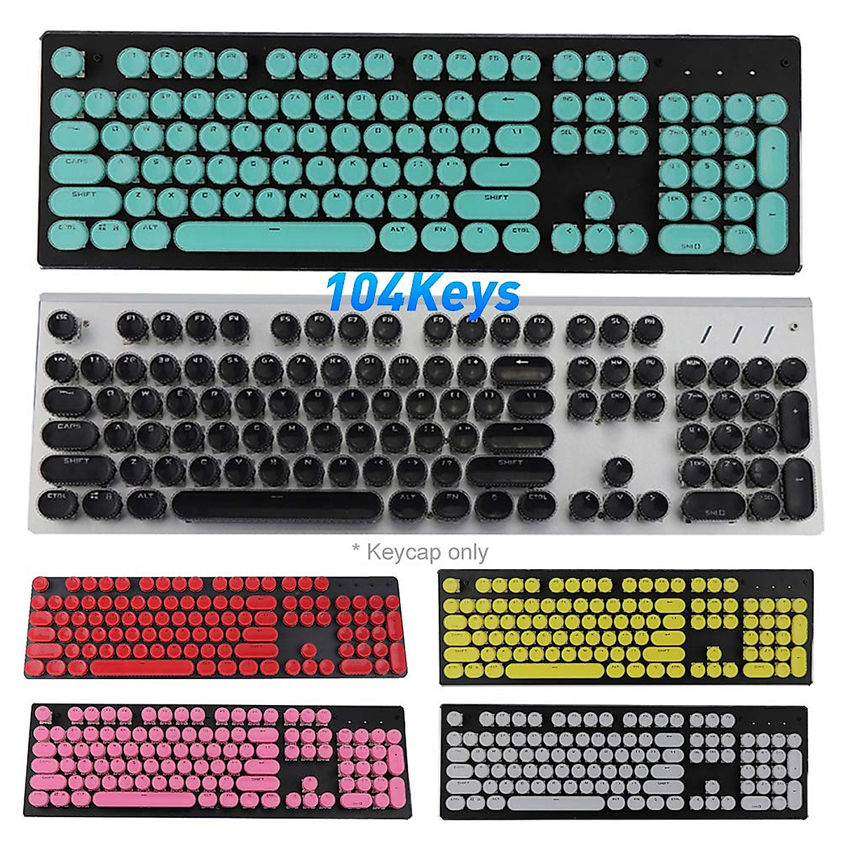MOHALIKO PBT Keycaps, 104Pcs/Set Clear Backlight Keycaps Cover Replacement for Mechanical Keyboard for Mechanical Gaming Keyboard Yellow